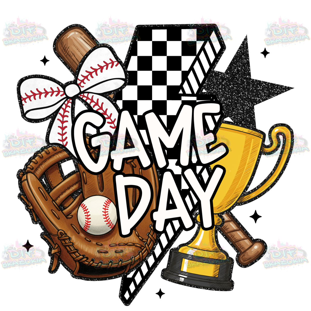 Glitter Baseball Game Day Transfer – DTF Brazoria